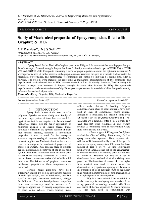 (PDF) Study of Mechanical properties of Epoxy composites filled with ...