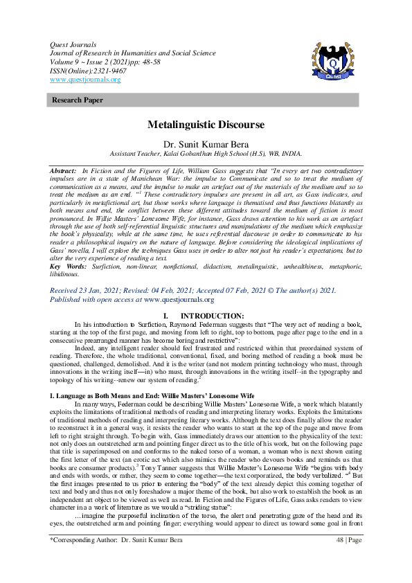 (PDF) Metalinguistic Discourse
