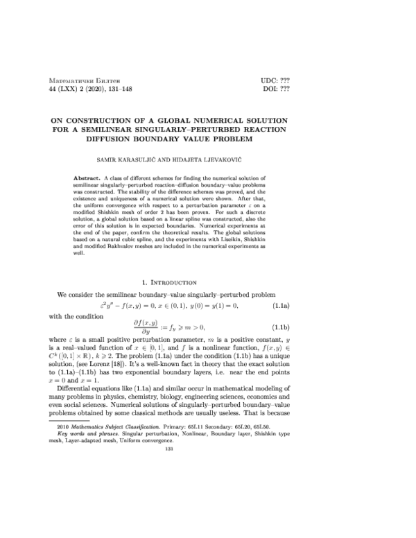 (PDF) ON CONSTRUCTION OF A GLOBAL NUMERICAL SOLUTION FOR A SEMILINEAR SINGULARLY-PERTURBED ...