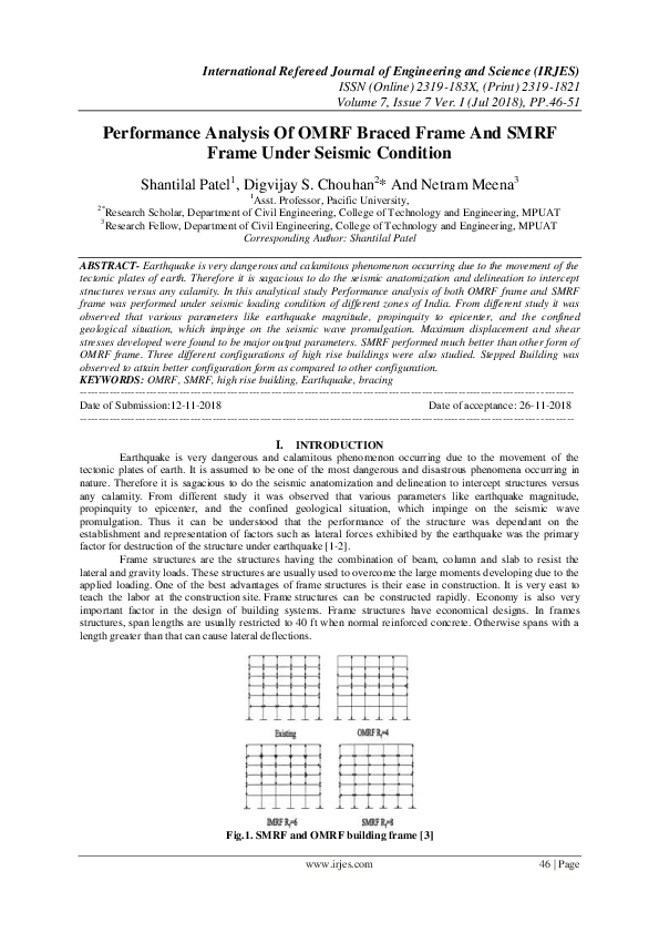 (PDF) Performance Analysis Of OMRF Braced Frame And SMRF Frame Under ...
