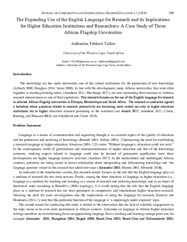 (PDF) The Expanding Use of the English Language for Research and its ...