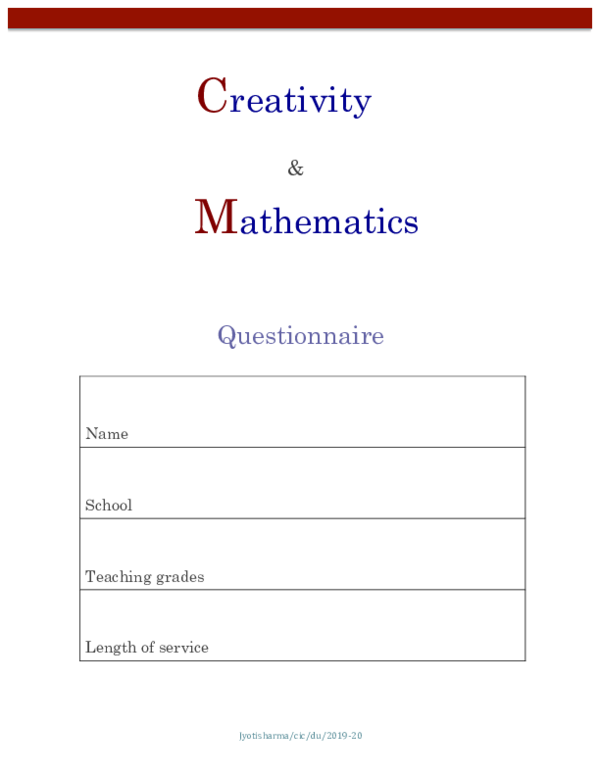 (PDF) Math Creativity Questionnaire
