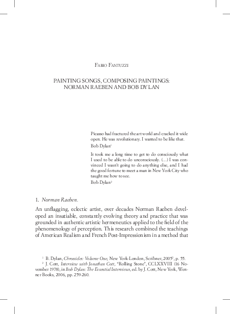 (PDF) Painting Songs, Composing Paintings. Norman Raeben and Bob Dylan