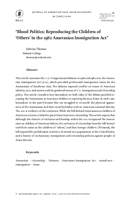 (PDF) "Blood Politics: Reproducing the Children of 'Others' in the 1982 ...