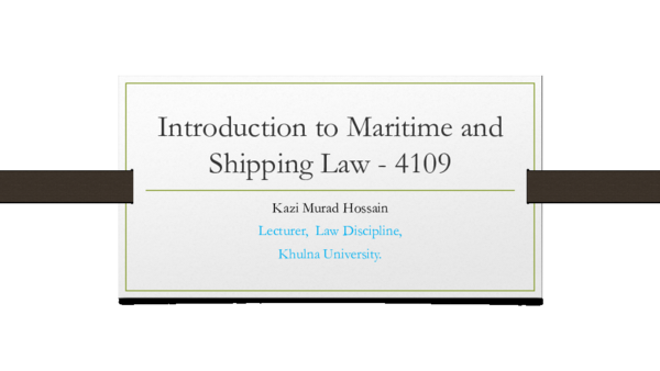 (PDF) Introduction to Maritime and Shipping Law -4109