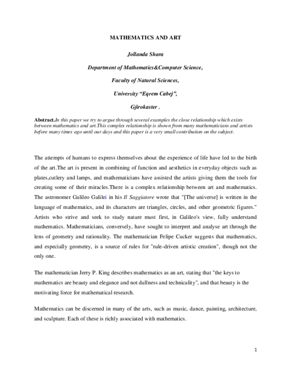 (PDF) MATHEMATICS AND ART