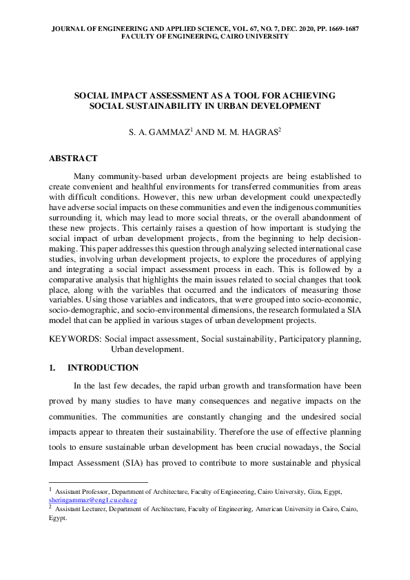 (PDF) SOCIAL IMPACT ASSESSMENT AS A TOOL FOR ACHIEVING SOCIAL ...