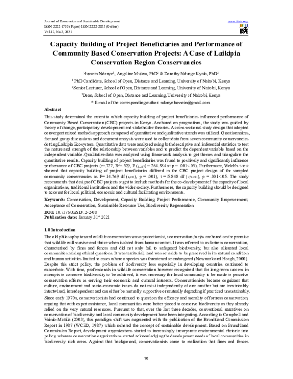 (PDF) Capacity Building of Project Beneficiaries and Performance of ...