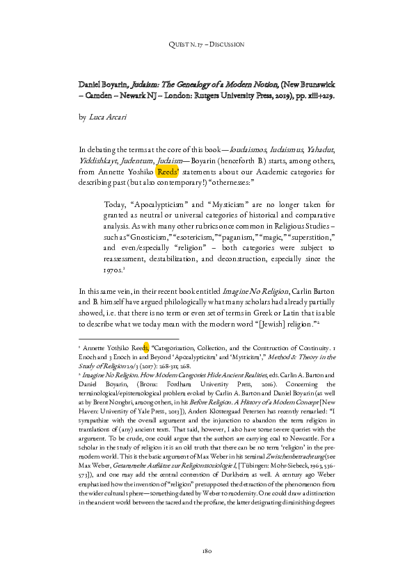 (PDF) Discussion of Judaism: The Genealogy of a Modern Notion, by ...
