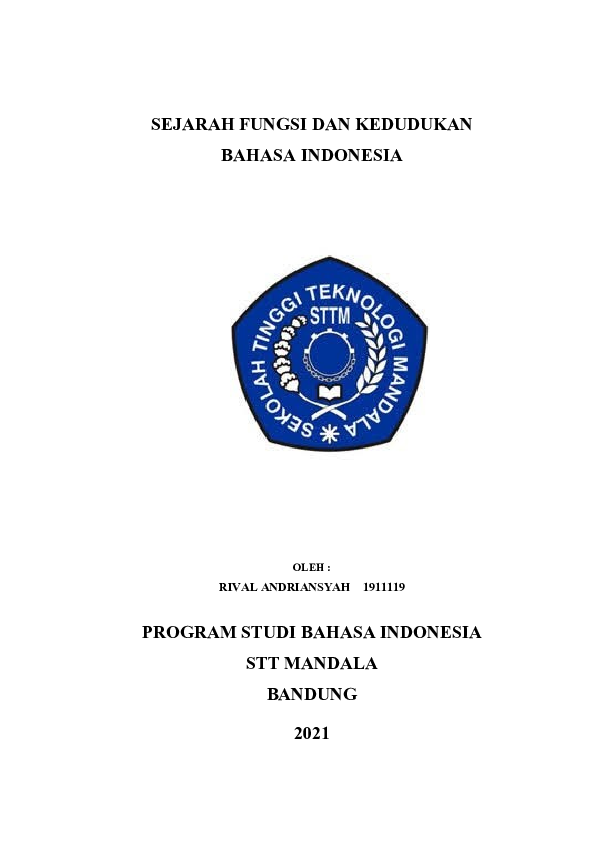 (DOC) SEJARAH FUNGSI DAN KEDUDUKAN BAHASA INDONESIA PROGRAM STUDI ...