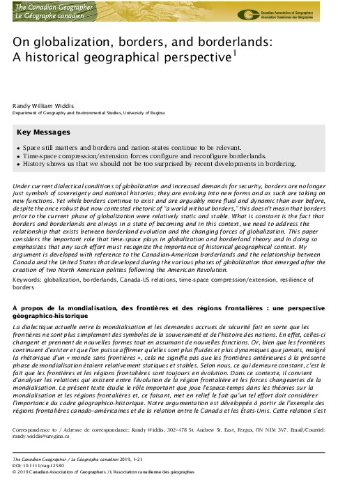 (PDF) On globalization, borders, and borderlands: A historical ...