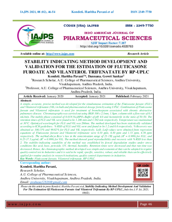 (PDF) STABILITY INDICATING METHOD DEVELOPMENT AND VALIDATION FOR THE ESTIMATION OF FLUTICASONE ...