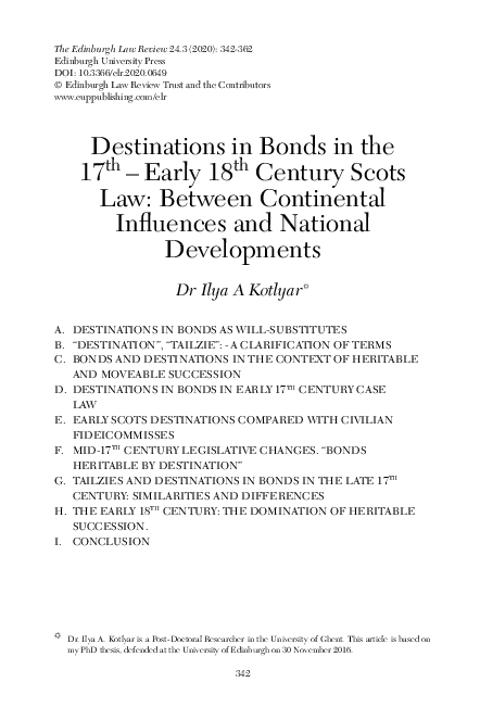 (PDF) Destinations in Bonds in the 17th –Early 18th Century Scots Law ...