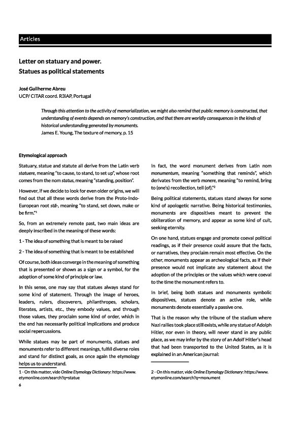 (PDF) Letter on statuary and power. Statues as political statements