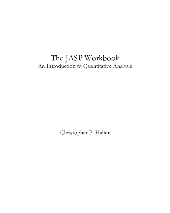 (PDF) The JASP Workbook An Introduction to Quantitative Analysis