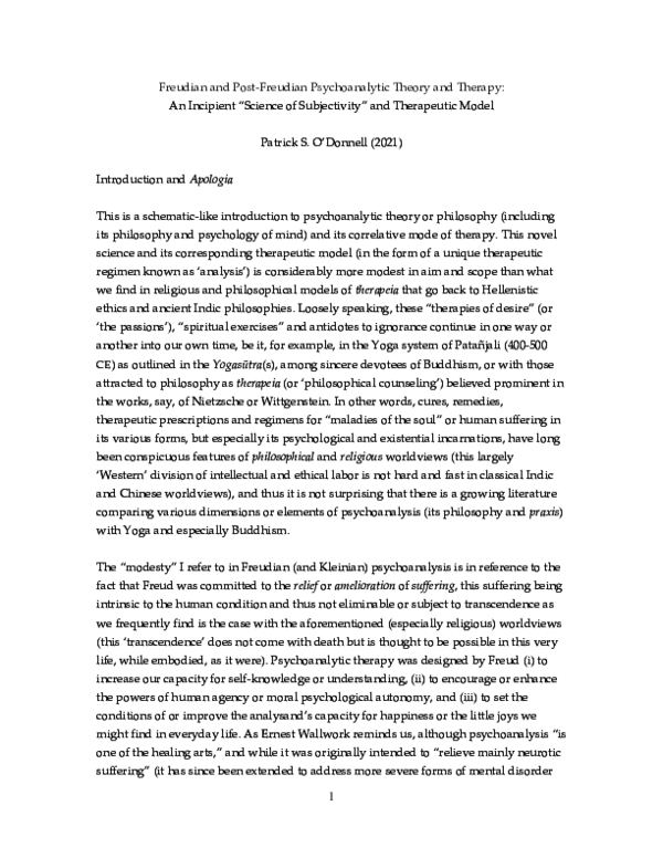 (PDF) Freudian and Post-Freudian Psychoanalytic Theory and Therapy: An ...