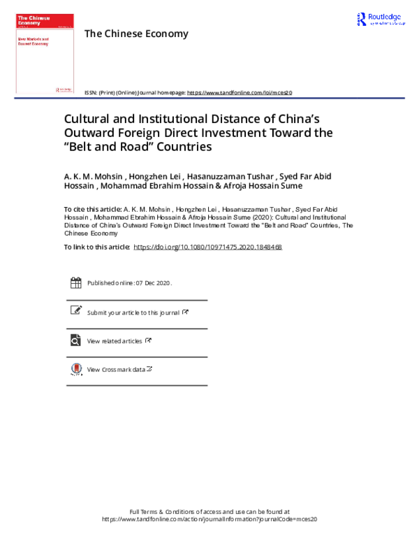 (PDF) Cultural and Institutional Distance of China's Outward Foreign ...