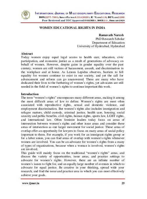 (PDF) WOMEN EDUCATIONAL RIGHTS IN INDIA