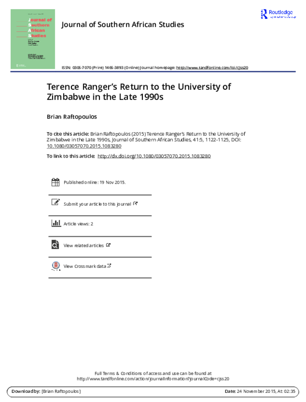 (PDF) Journal of Southern African Studies