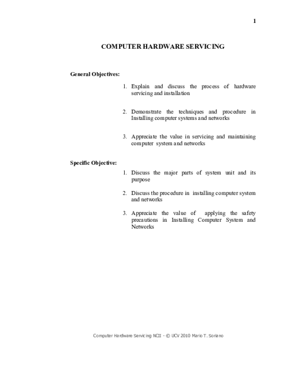 (PDF) COMPUTER HARDWARE SERVICING
