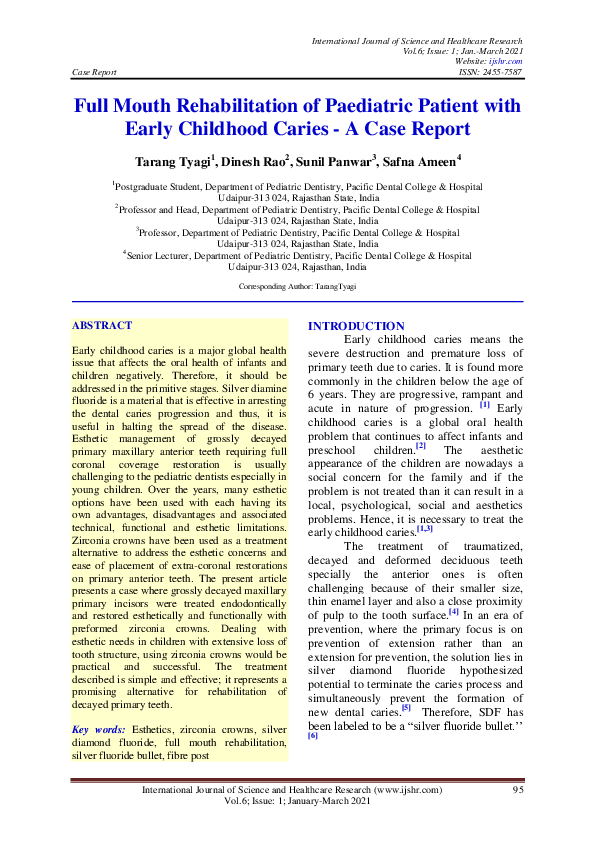 (PDF) Full Mouth Rehabilitation of Paediatric Patient with Early ...