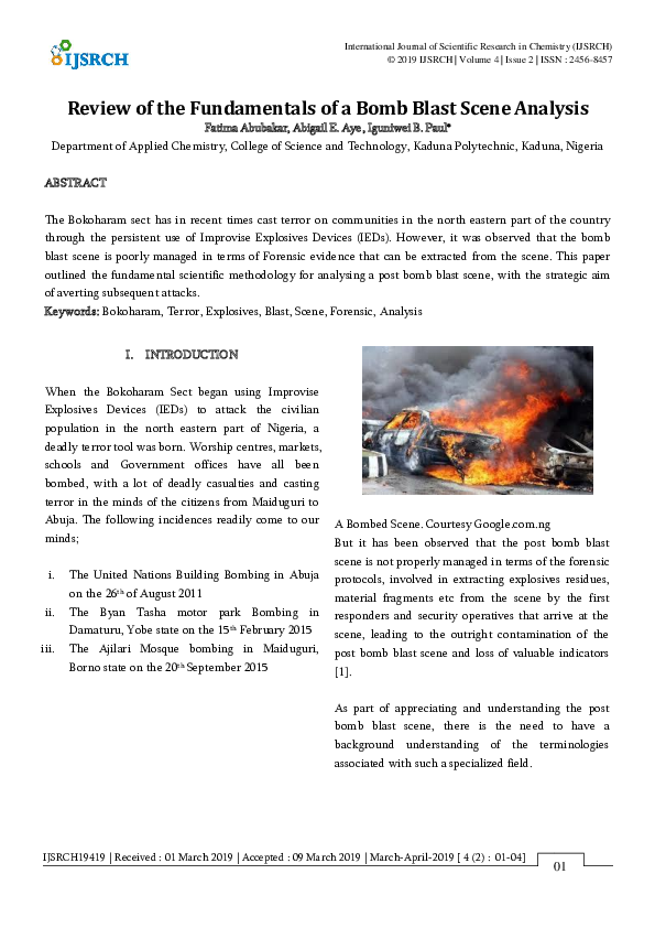 (PDF) Review of the Fundamentals of A Bomb Blast Scene Analysis