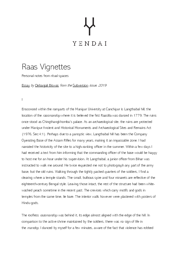 (PDF) Raas Vignettes: Personal notes from Ritual spaces