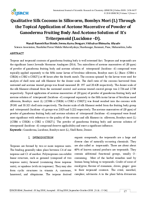 (PDF) Qualitative Silk Cocoons in Silkworm, Bombyx Mori (L) Through the ...
