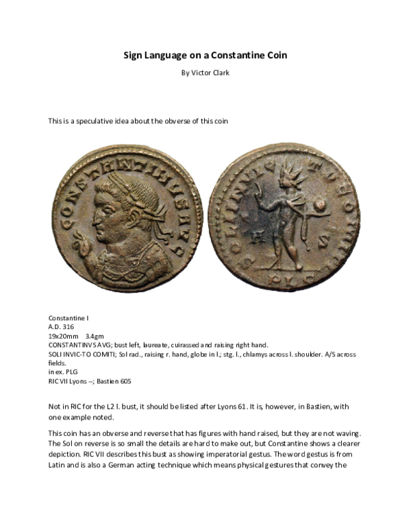 (PDF) Sign Language on a Constantine Coin