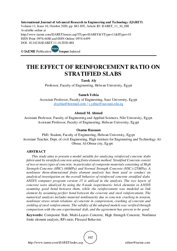(PDF) Effect of Reinforcement Ratio on Stratified Slabs