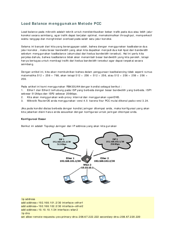 (PDF) Load Balance menggunakan Metode PCC