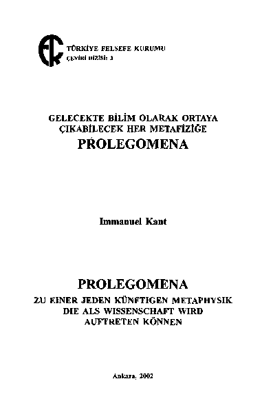 (PDF) Immanuel Kant - Prolegomena