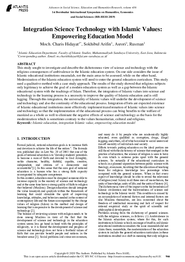 (PDF) Integration Science Technology with Islamic Values: Empowering ...