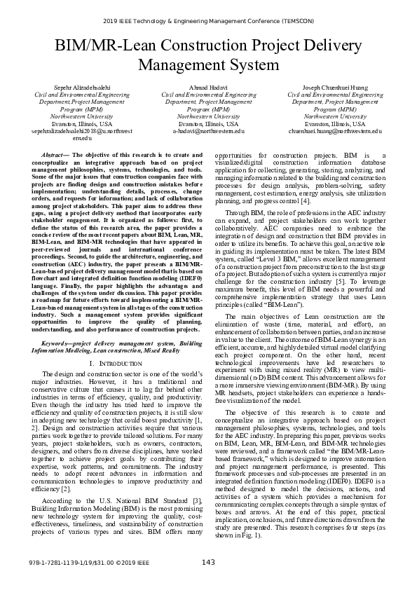 (PDF) BIM/MR-Lean Construction Project Delivery Management System