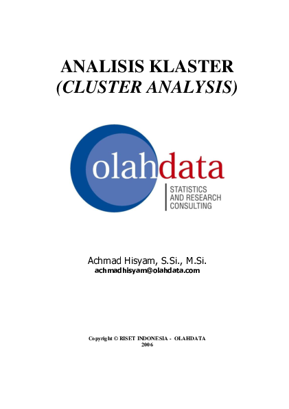 (PDF) ANALISIS KLASTER (CLUSTER ANALYSIS