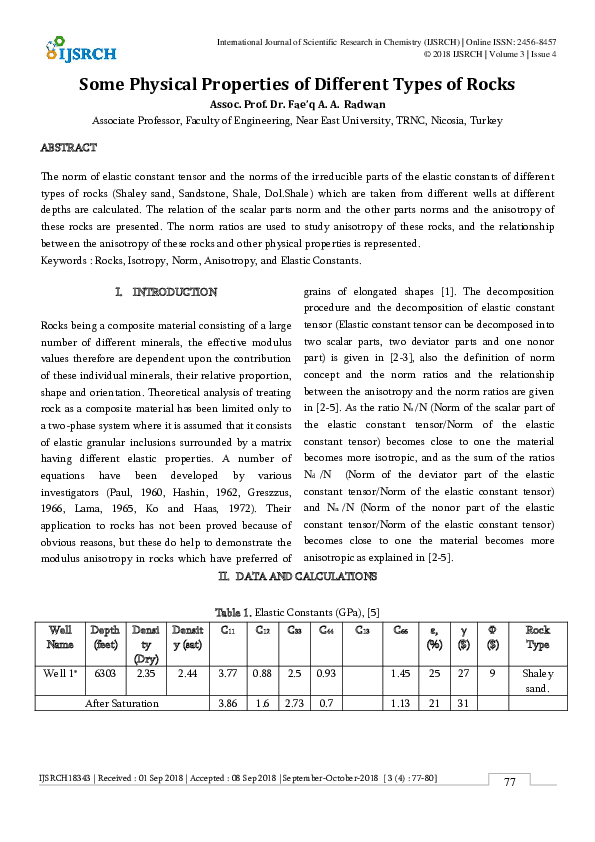 (PDF) Some Physical Properties of Different Types of Rocks
