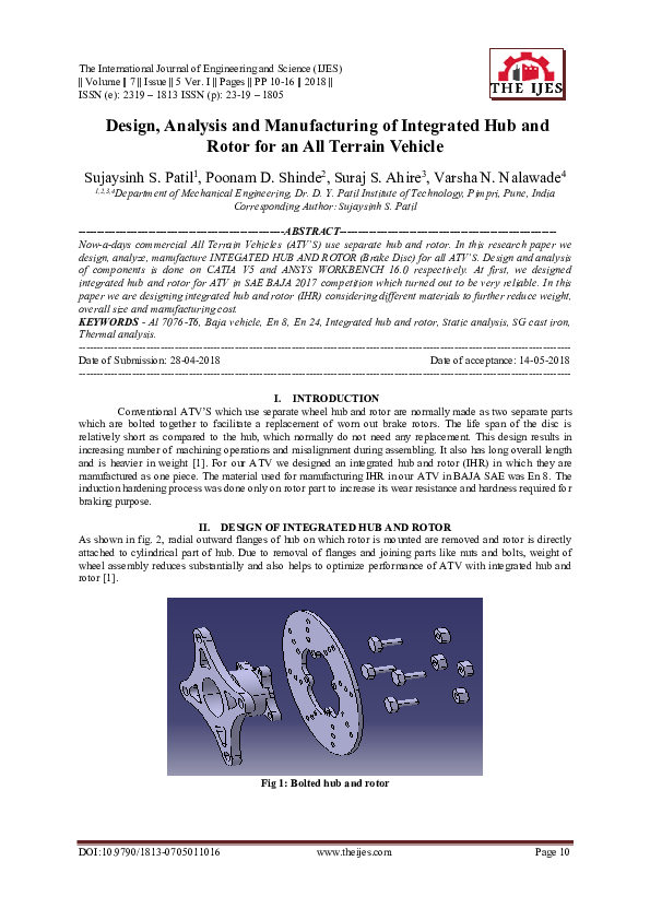(PDF) Design, Analysis and Manufacturing of Integrated Hub and Rotor ...