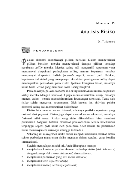 (PDF) Modul 8 Analisis Risiko