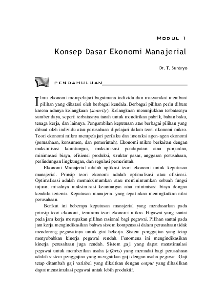 (PDF) Modul 1 Konsep Dasar Ekonomi Manajerial