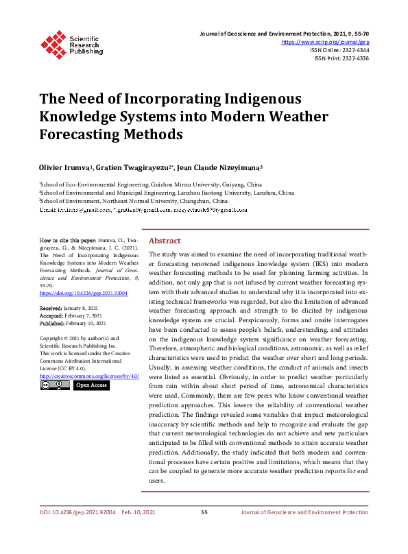 (PDF) The Need of Incorporating Indigenous Knowledge Systems into ...