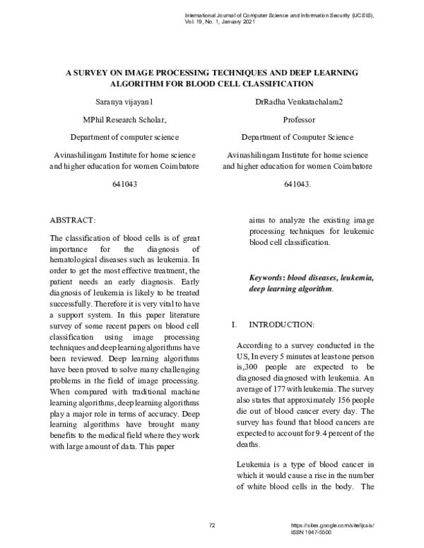 (PDF) A SURVEY ON IMAGE PROCESSING TECHNIQUES AND DEEP LEARNING ...