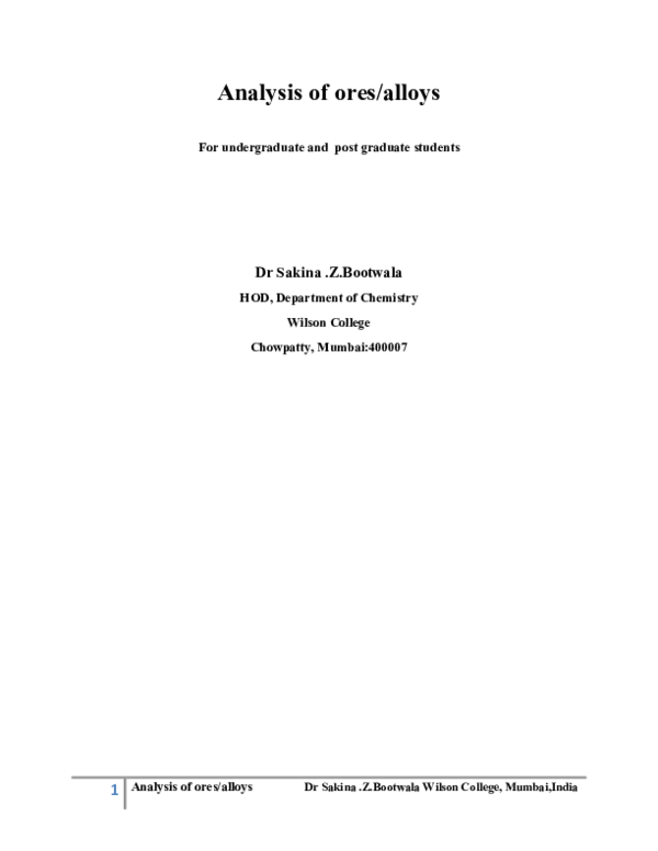 (PDF) Analysis of ores/alloys Analysis of ores/alloys For undergraduate ...