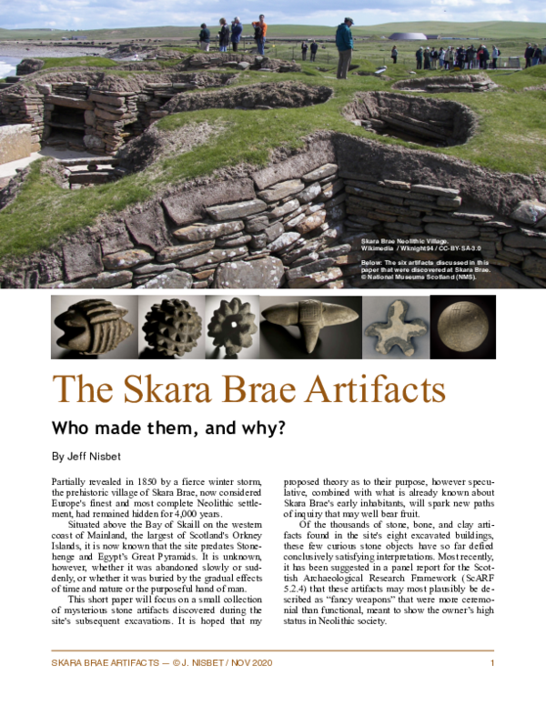 (PDF) The Skara Brae Artifacts: Who made them, and why?