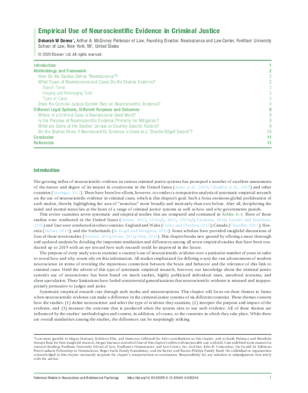 (PDF) Empirical Use of Neuroscientific Evidence in Criminal Justice