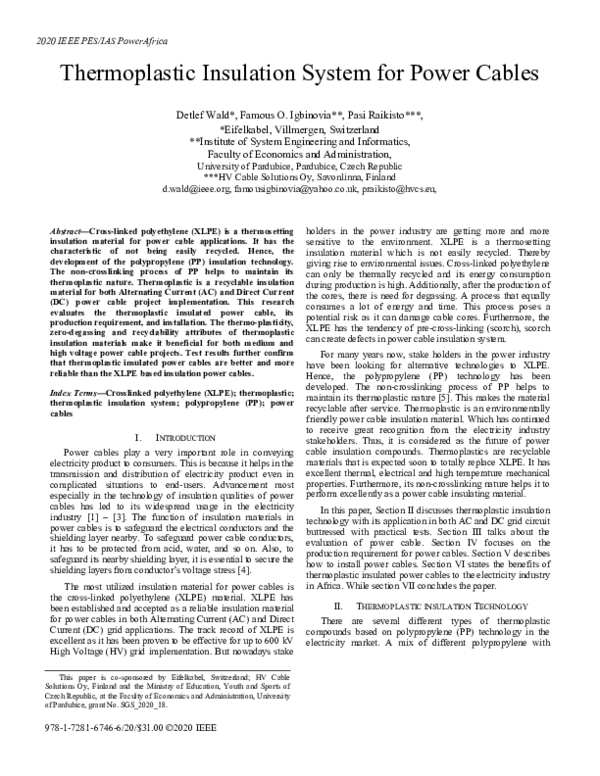(PDF) Thermoplastic Insulation System for Power Cables