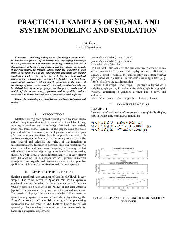 (PDF) PRACTICAL EXAMPLES OF SIGNAL AND SYSTEM MODELING AND SIMULATION