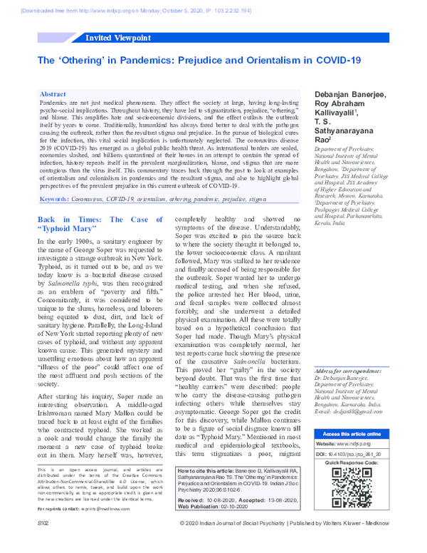 (PDF) IJSP Invited view point 2020 | T.S. Sathyanarayana Rao - Academia.edu
