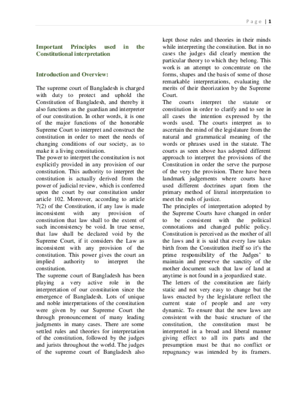 (PDF) Important Principles used in the Constitutional interpretation ...