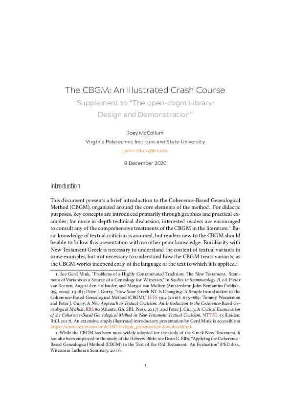 (PDF) The CBGM: An Illustrated Crash Course. Supplement to "The open ...