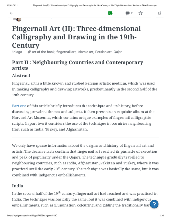 (PDF) Fingernail Art (II): Three-dimensional Calligraphy and Drawing in the 19th-Century